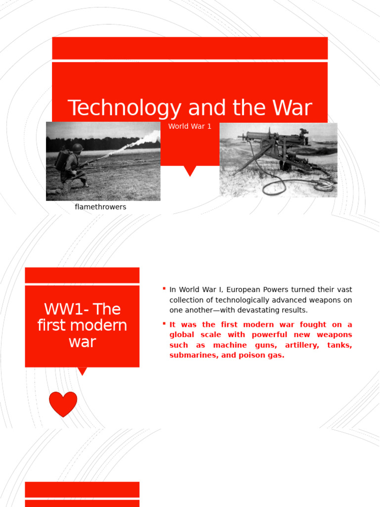 Technology at WW1 Summarized IP | PDF | Trench Warfare | Tanks