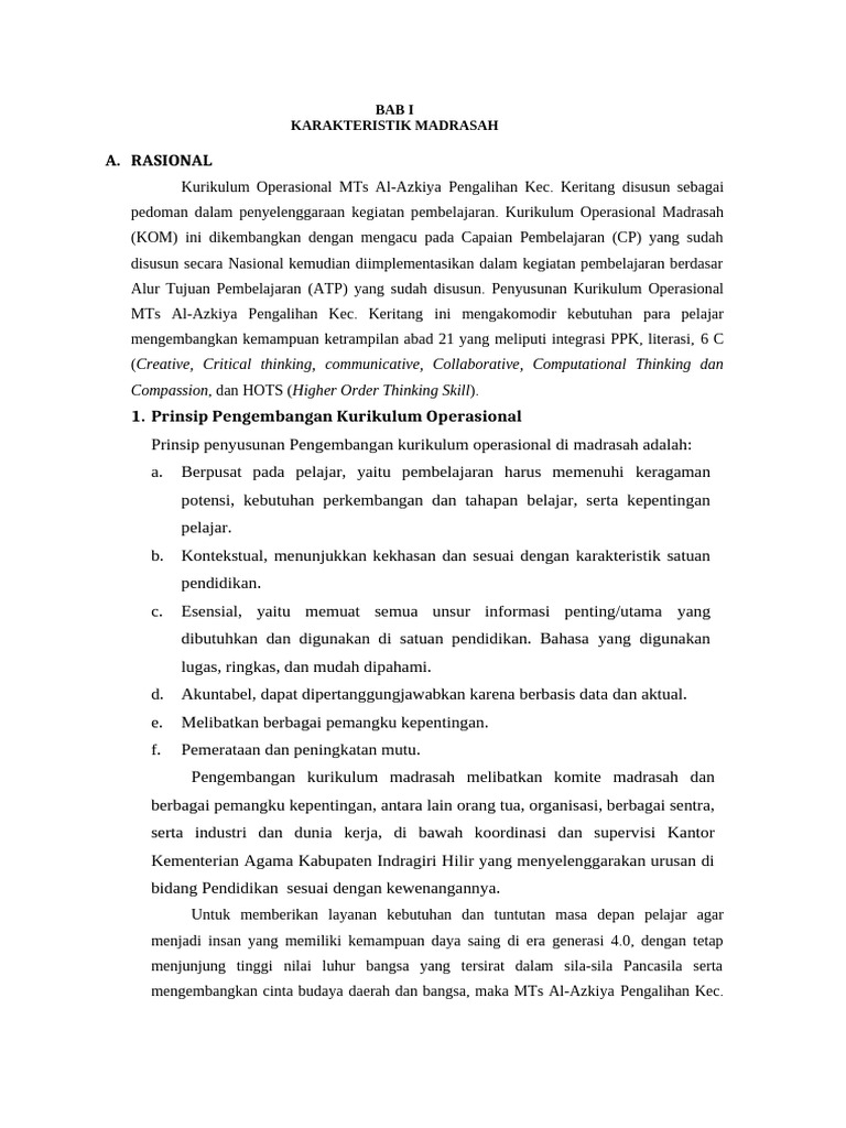 Isi KOM MTs Al-Azkiya Ok | PDF