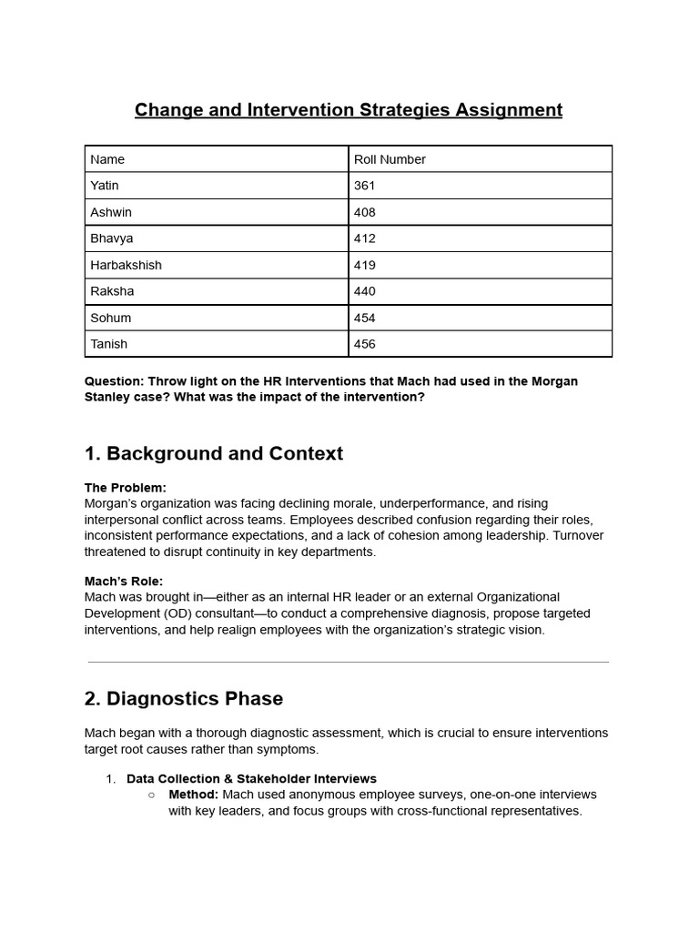 Change and Intervention Strategies - Assignment 2 | PDF | Team Building ...