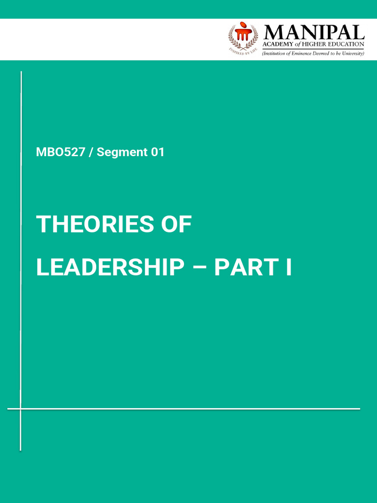 RM - Theories of Leadership - Part I | PDF | Leadership | Negotiation