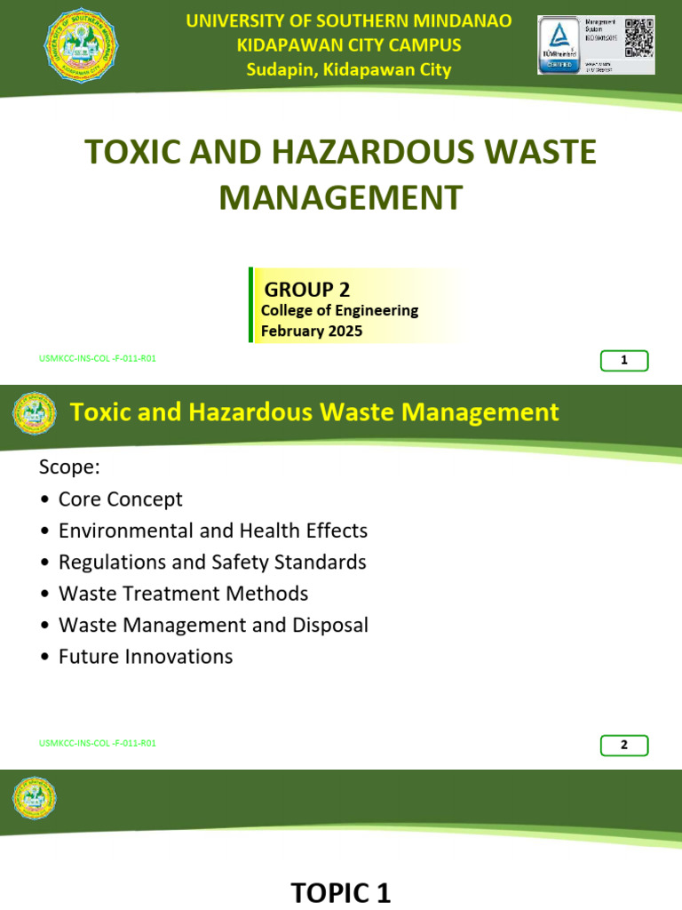 Group2 Toxic and Hazardous Waste Management | PDF | Waste | Hazardous Waste