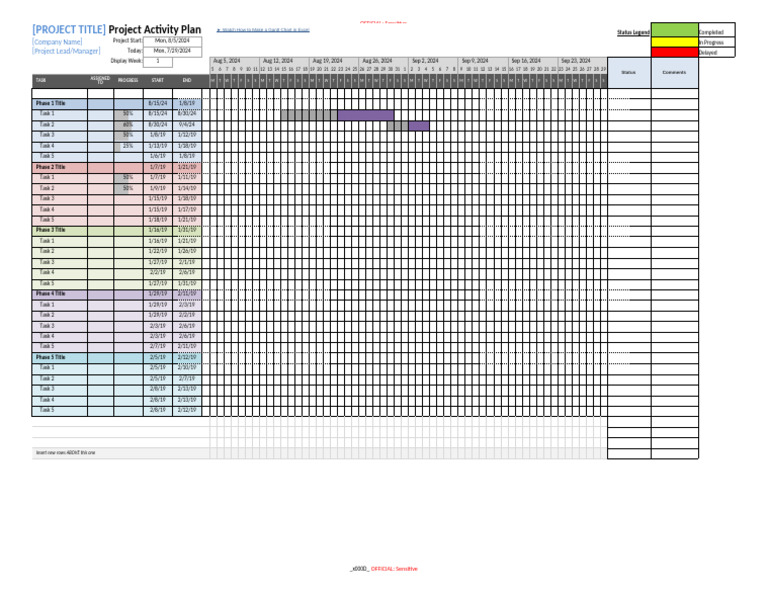 Project Schedule - Gantt Chart Template1 | PDF