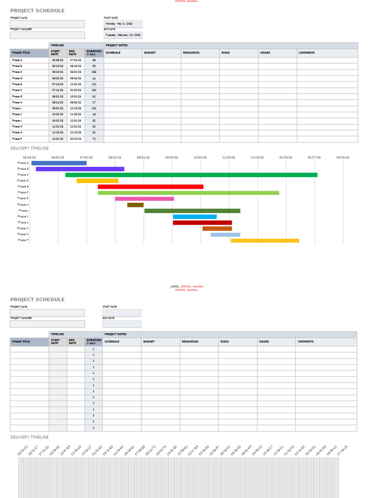 PRM30001Project Phase Schedule XL | PDF