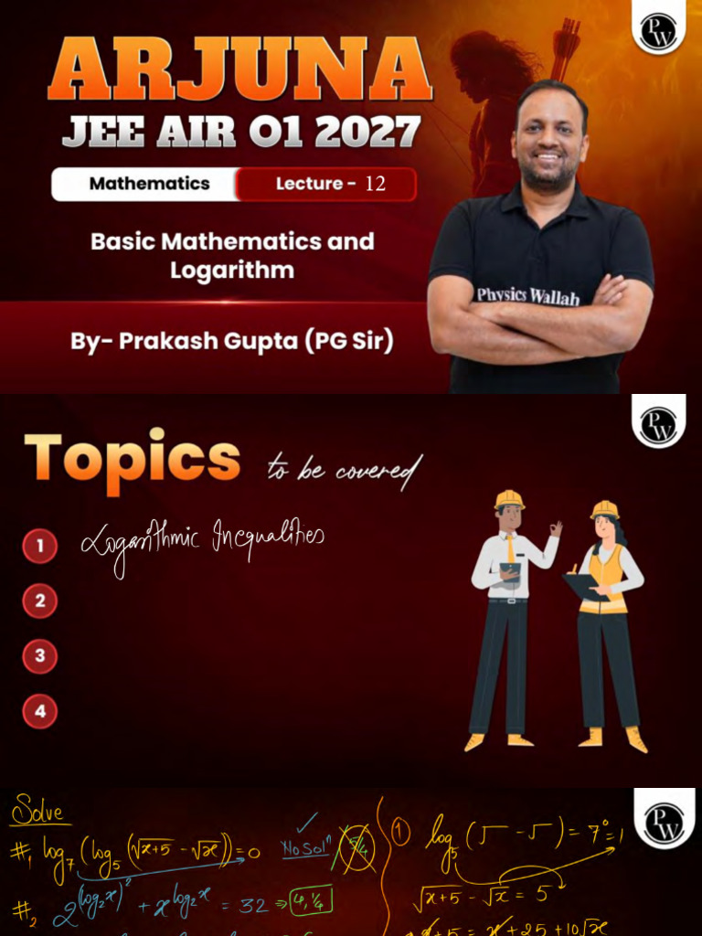 Basic Mathematics and Logarithm 12 Class Notes Arjuna JEE AIR O1 2027 ...