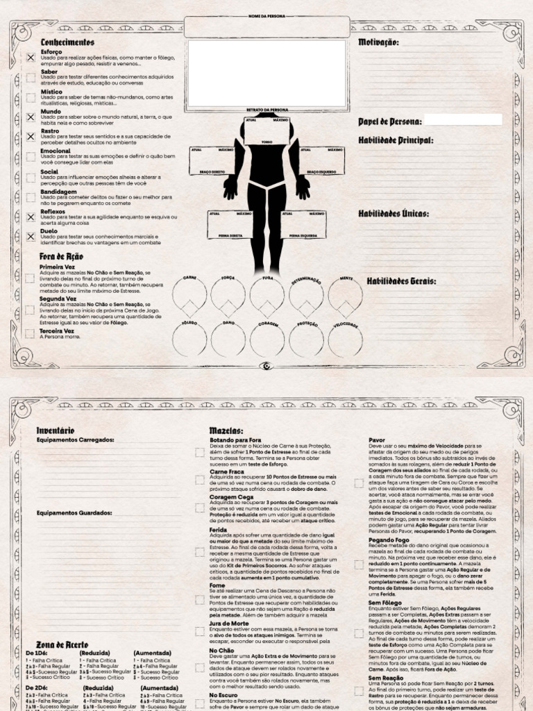 Ficha de Personagem (Editável) - Oblívio RPG | PDF