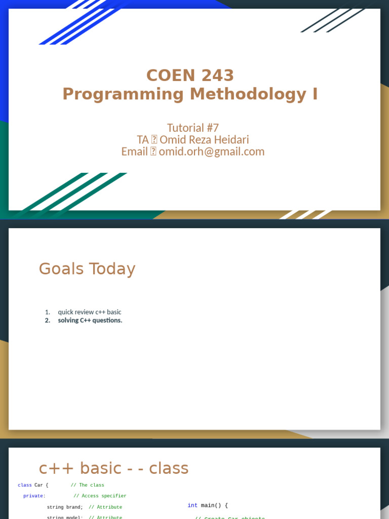 Winter 2025-COEN 243 Tutorial #7 | PDF | Computer Science | Object ...