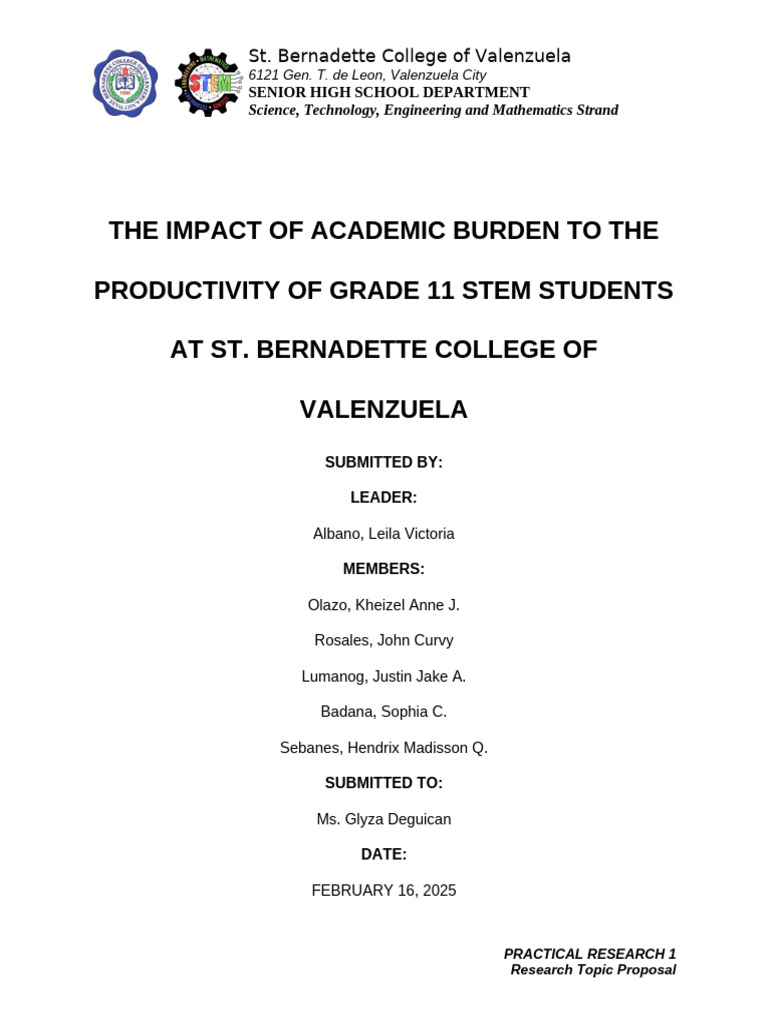 Research Topic Proposal STEM 4 GROUP 2 (4) | PDF | Science, Technology, Engineering, And ...