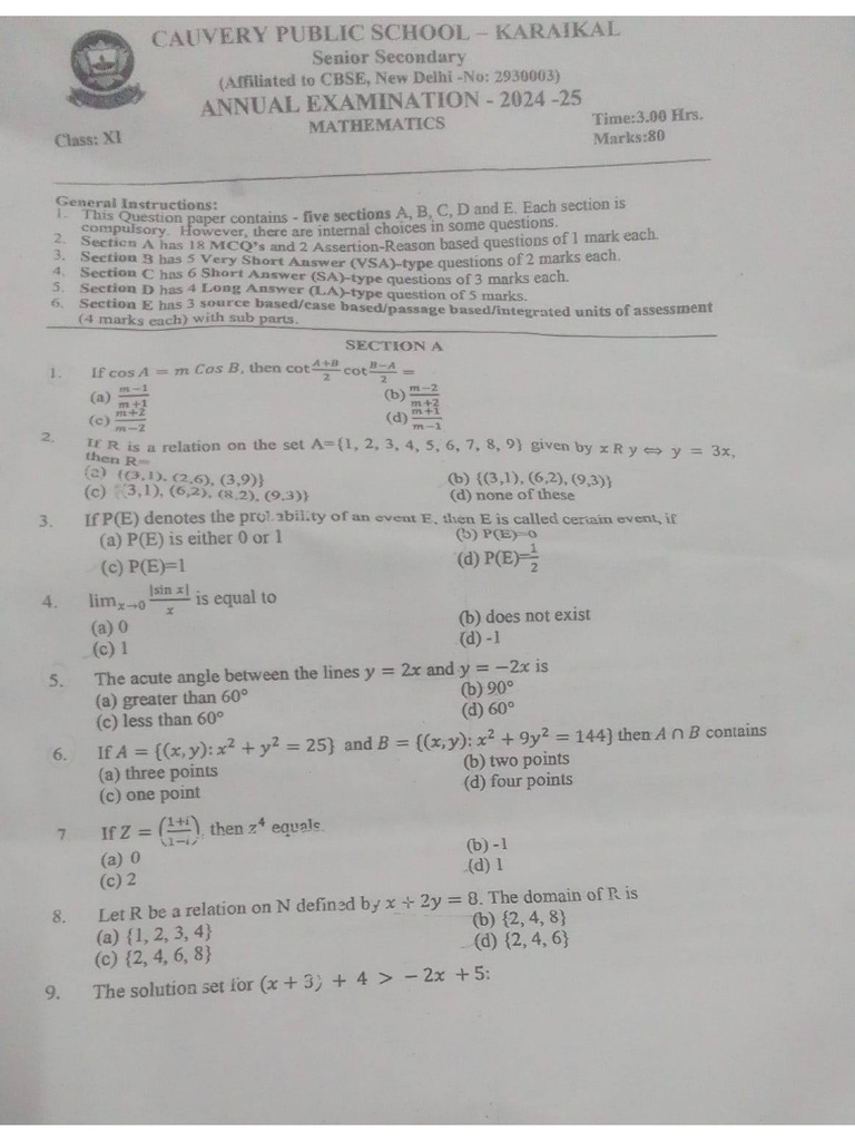 maths 1 qp | PDF