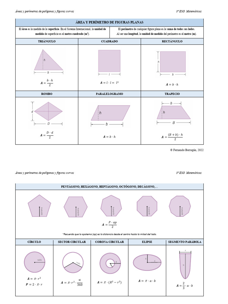 Áreas de Polígonos y Figuras Curvas | PDF | Politopos | Geometría del plano euclidiano