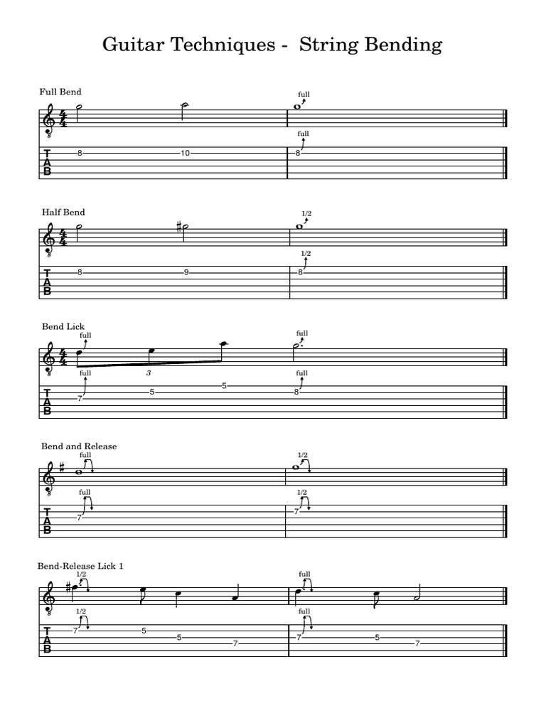 Guitar Techniques 1 - String Bending | PDF | Necked Lutes | Music ...