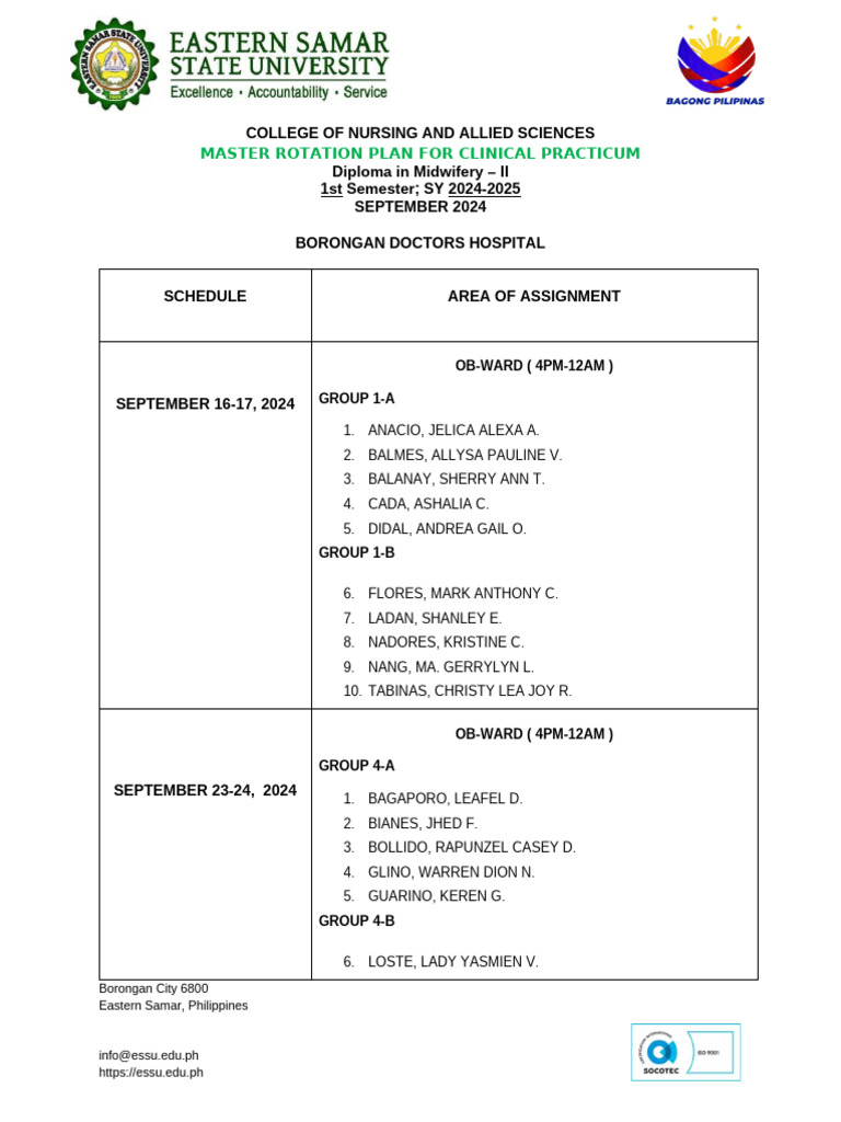B-Rotation Plan DM2 Sept 2024 | PDF
