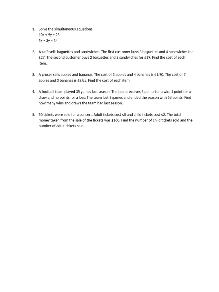 Simultaneous Equations | PDF