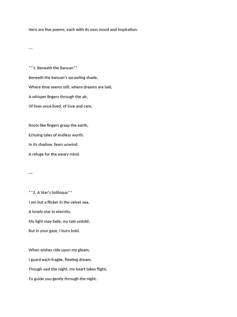Significance of Five Timeless Poems | PDF