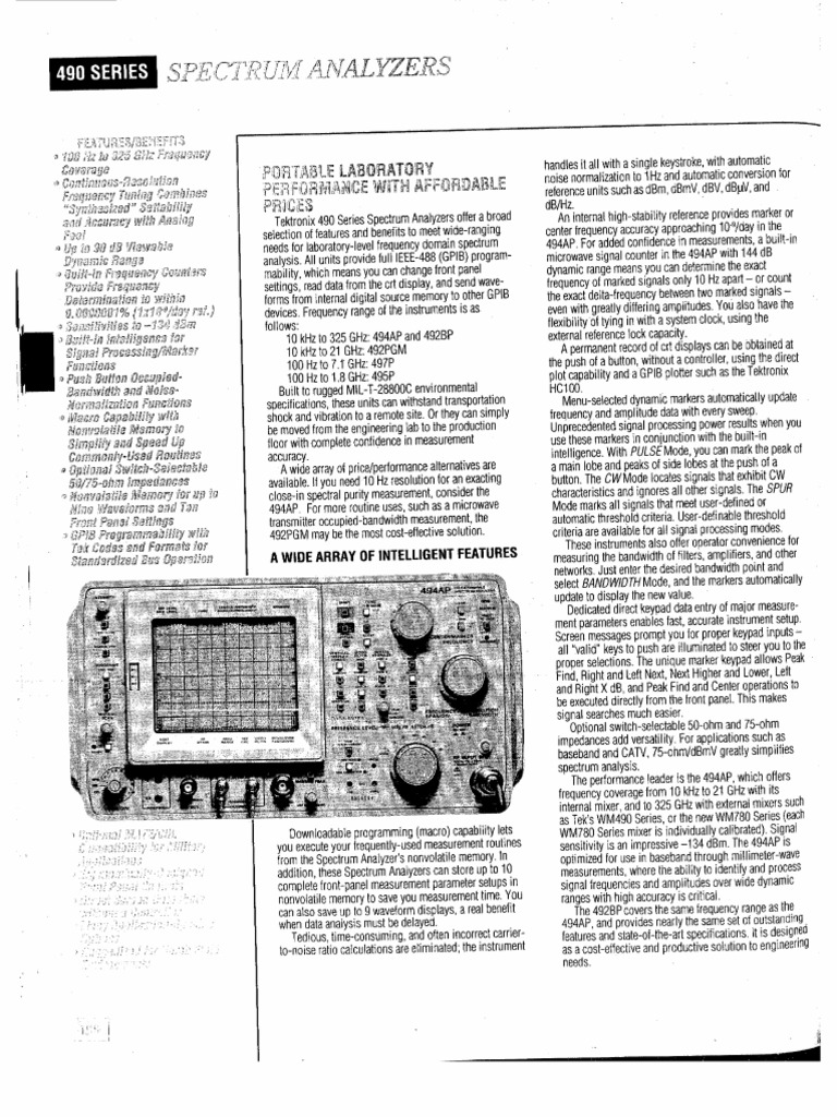 Tektronix 494ap Datasheet | PDF