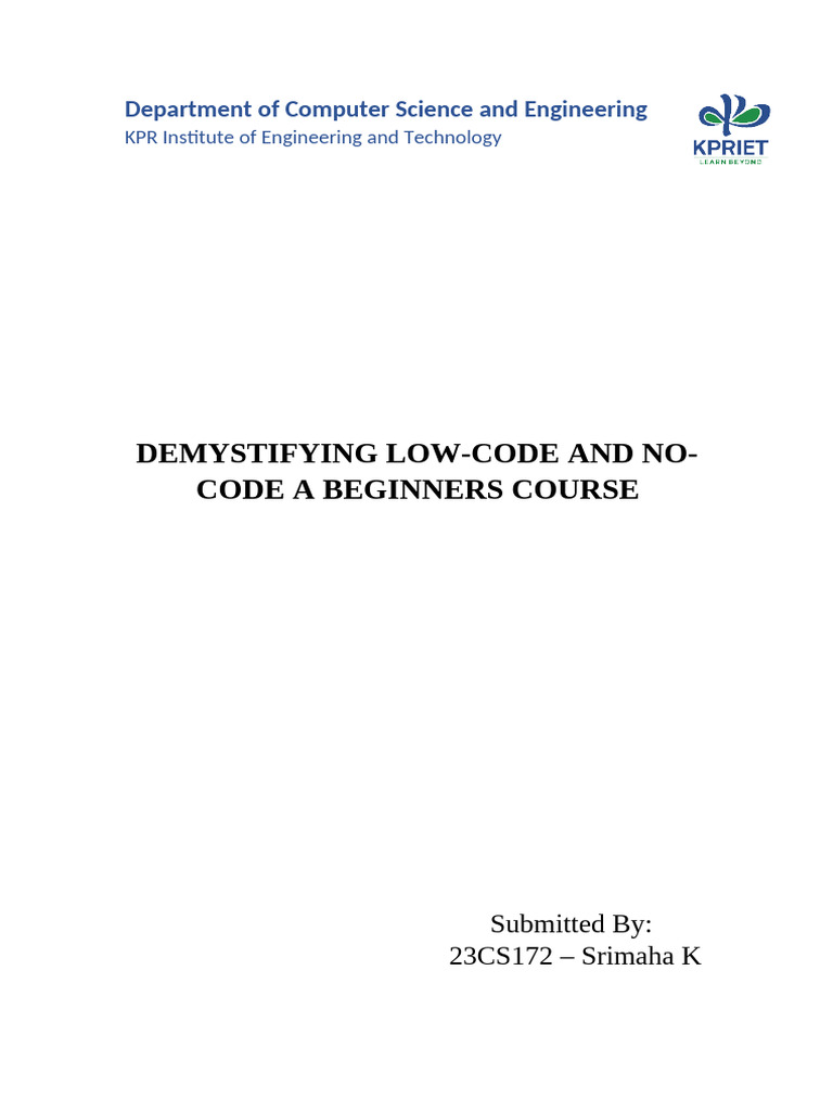 Demystifying Low-code and No-code a Beginners Course[1] | PDF