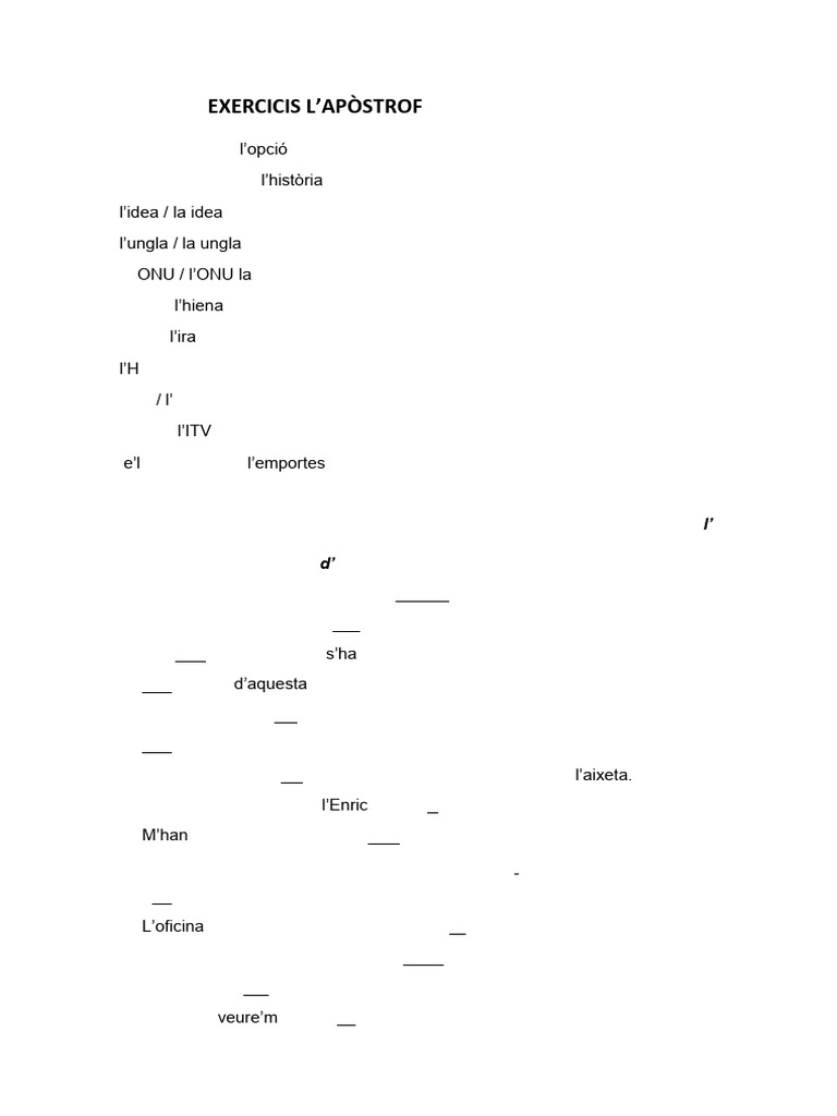 Exercicis apòstrof i dièresi | PDF
