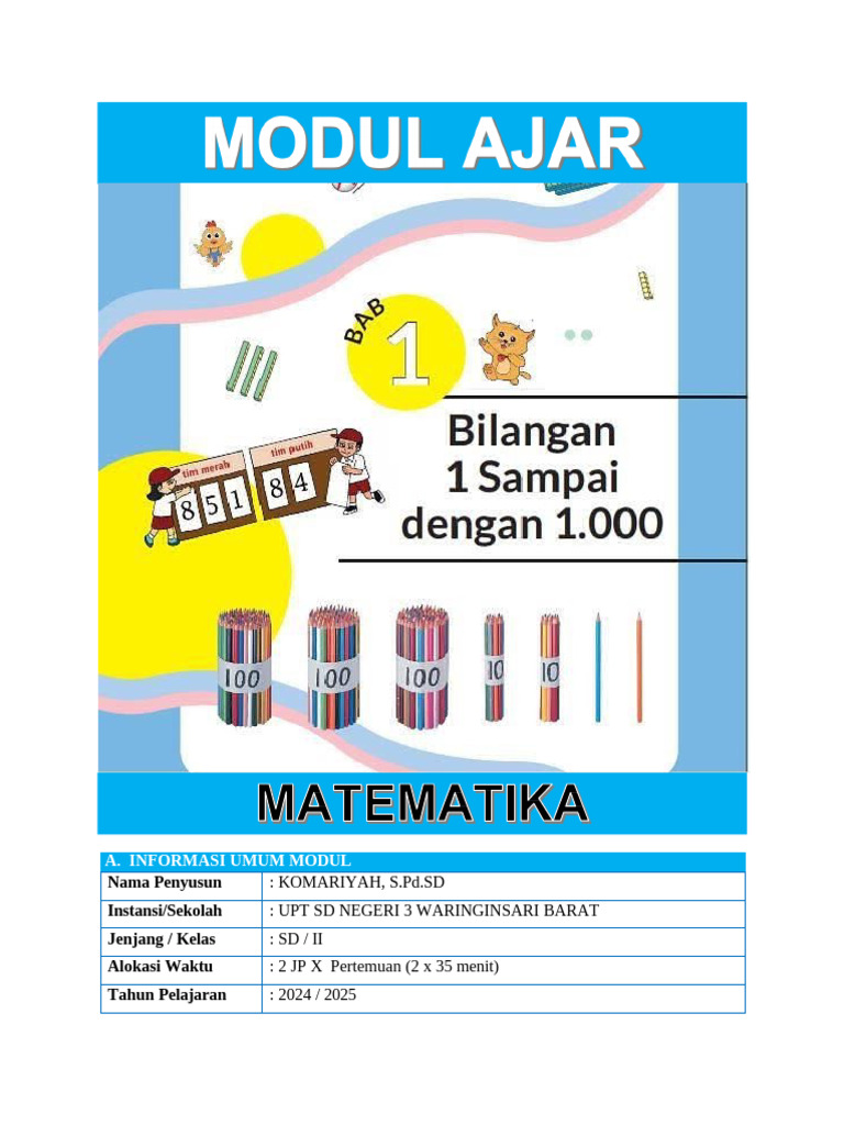 Modul Ajar MTK 18 September 2024 | PDF