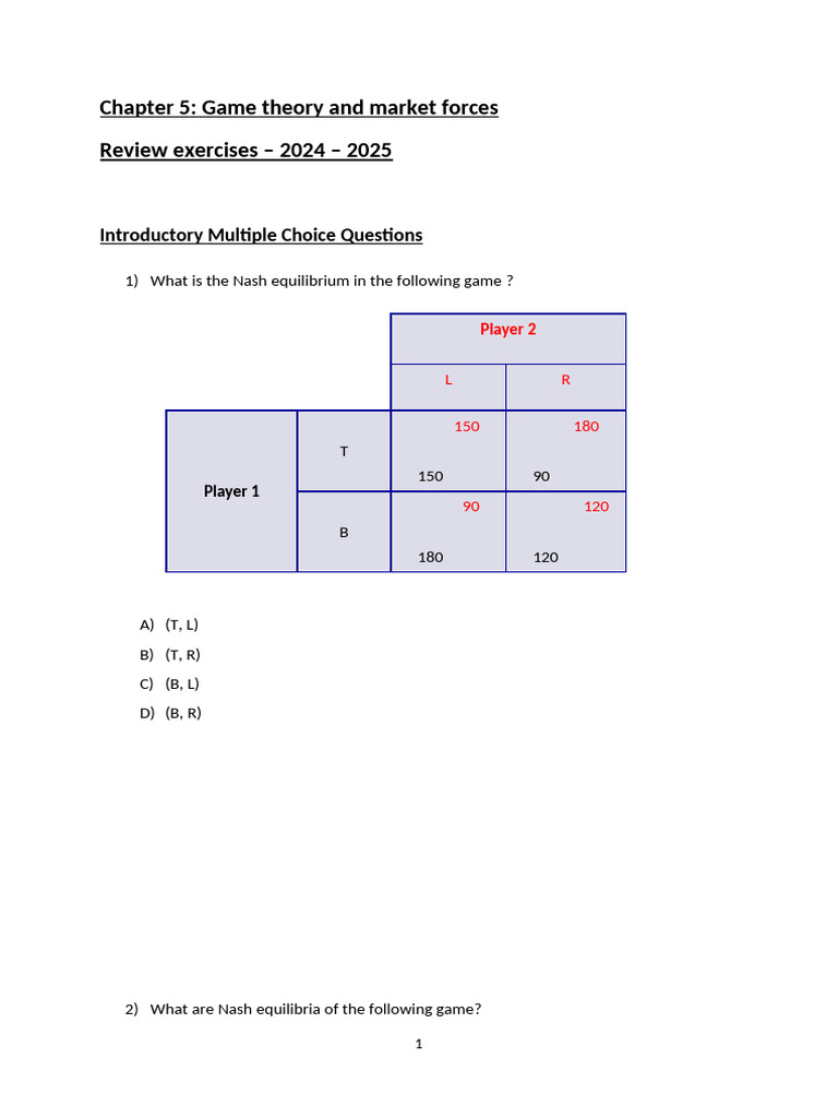 Chapter 5 Review Exercises_2024_2025 - Tagged | PDF | Game Theory | Mathematical And ...