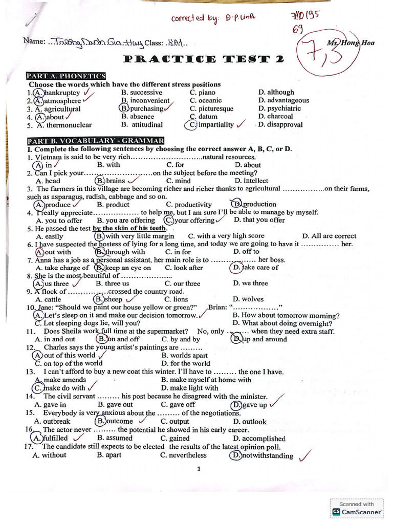Key Practice Test 2 | PDF