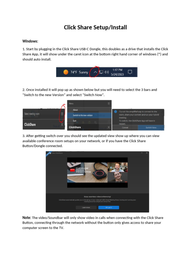 ClickShare Setup Instructions for Windows & Mac | PDF