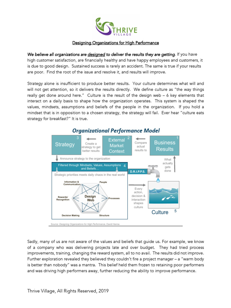 Hanna Model of Org Performance | PDF | Mindset | Business