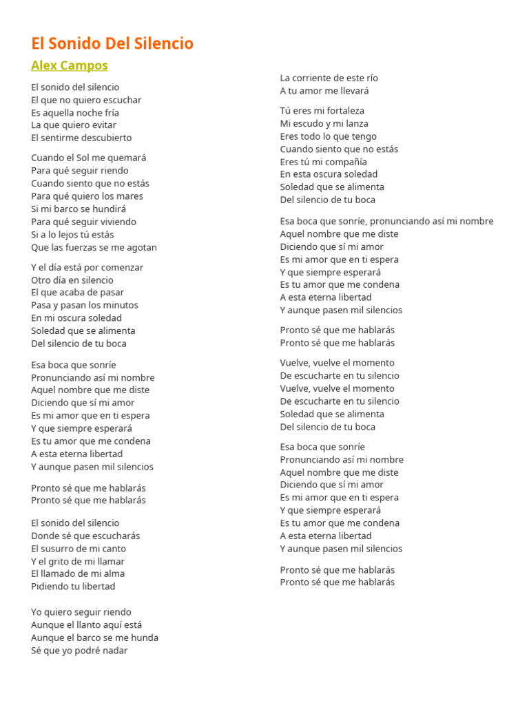 El Sonido Del Silencio Pdf Amor