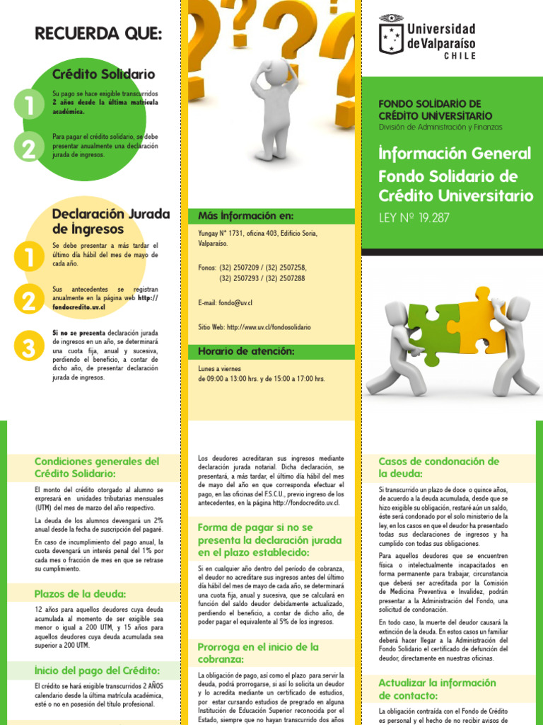 Triptico de Informacion General Ley 19.287 | PDF | Pagos | Crédito