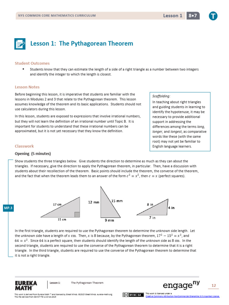 Math g8 m7 Topic a Lesson 1 Teacher (2) | PDF | Mathematics | Euclidean ...