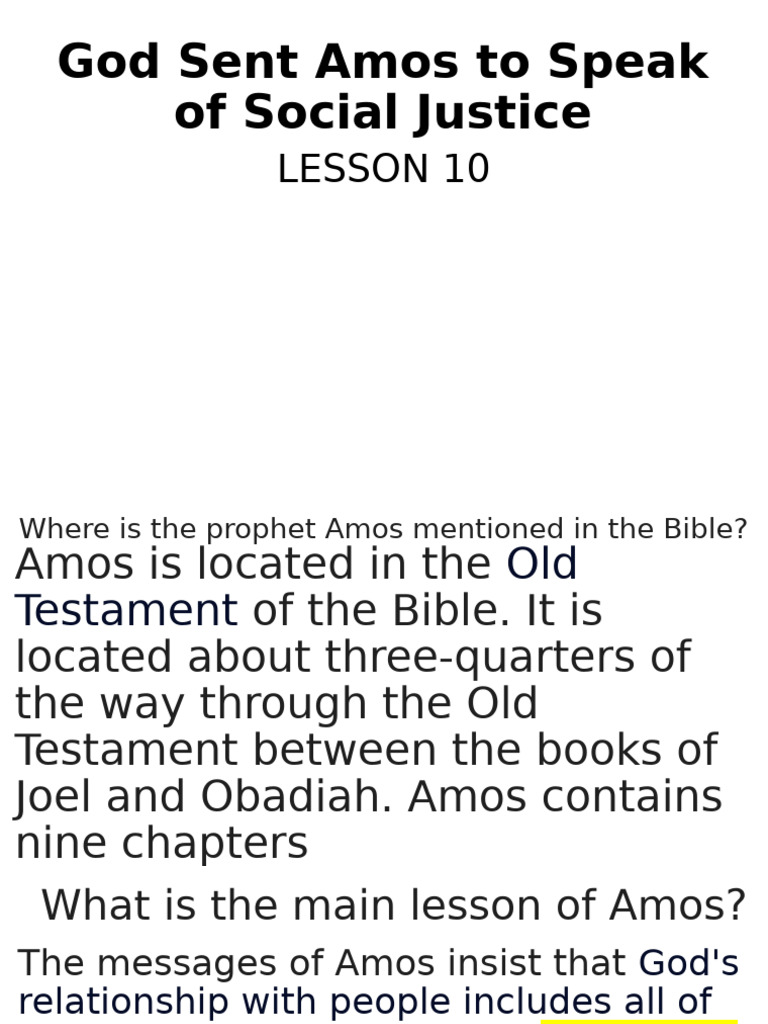 Amos: Prophet of Justice and Judgment | PDF | Religious Belief And ...