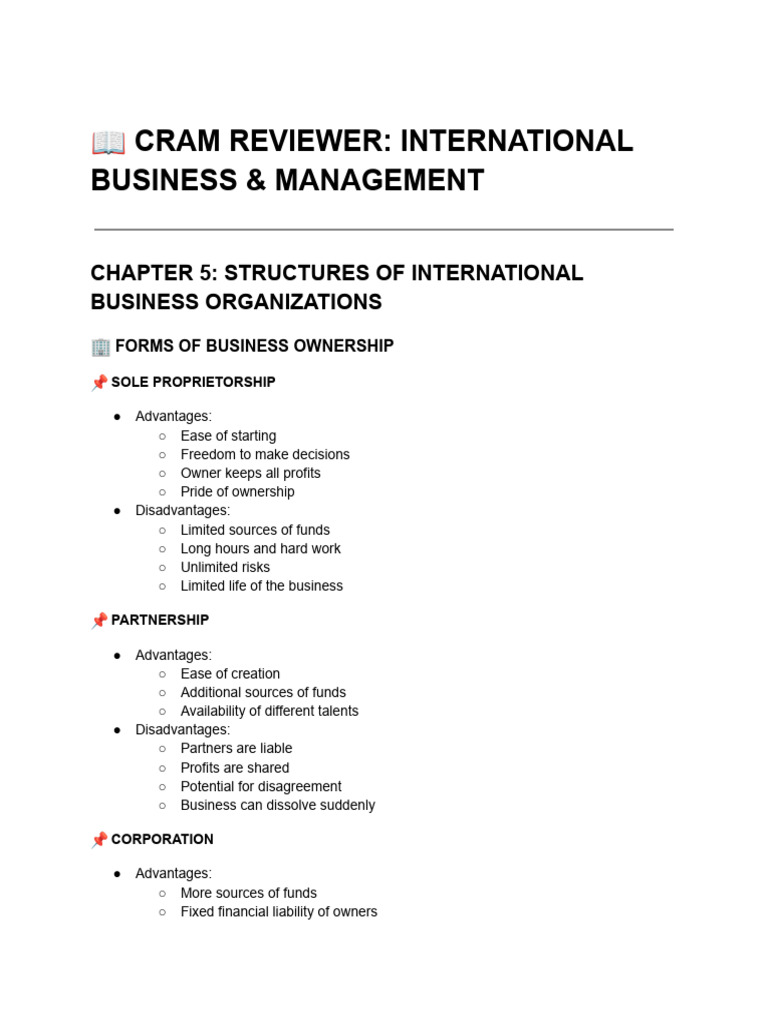 ? Cram Reviewer - International Business & Management | PDF ...