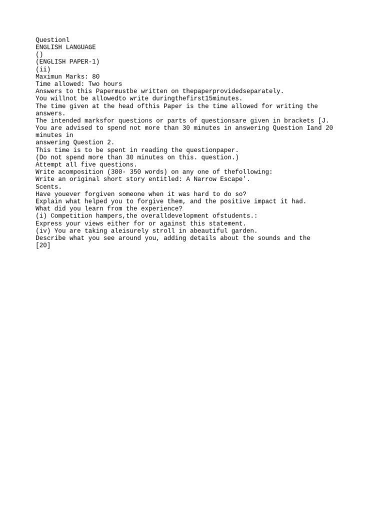 English1_SamplePaper | PDF