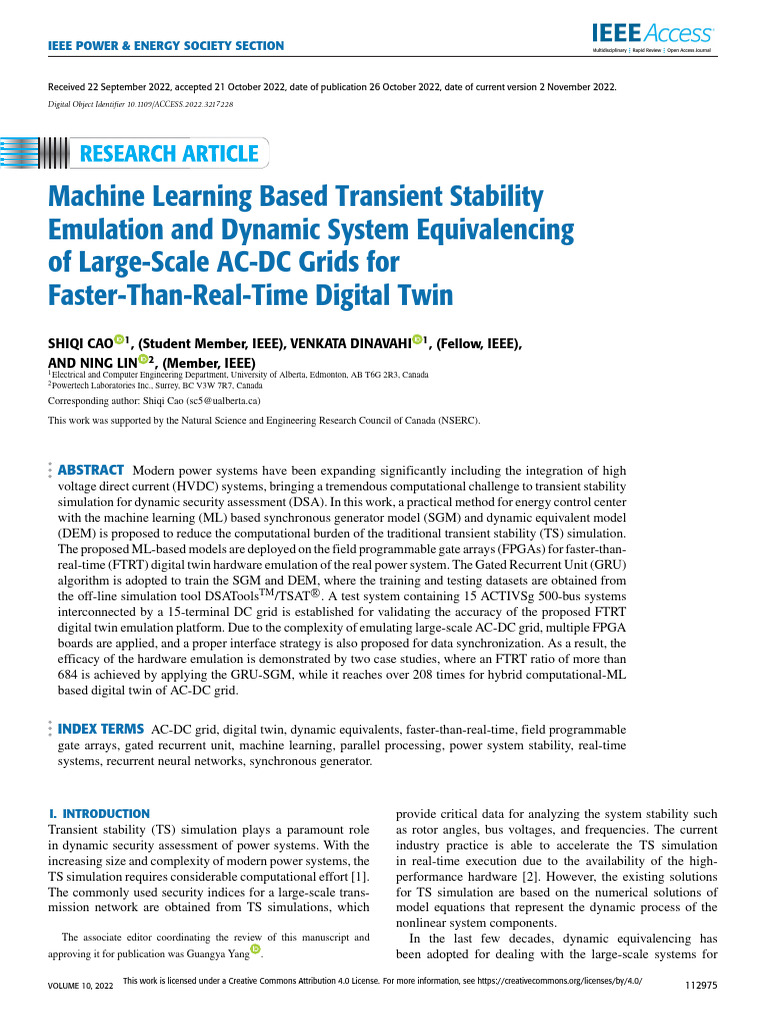 Machine Learning Based Transient Stability Emulation and Dynamic System ...