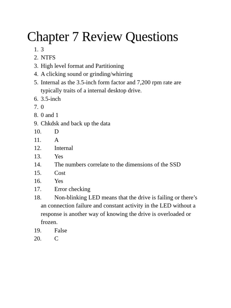 Chapter 7 Review Questions Answers | PDF