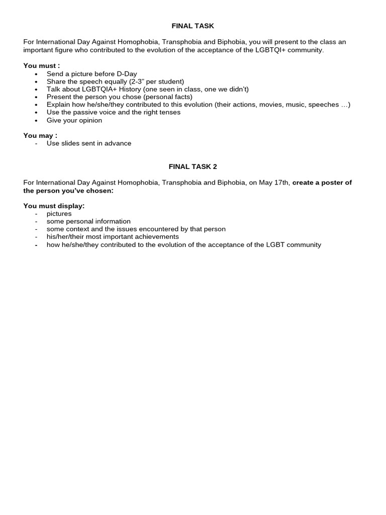Tâche Finale LGBT | PDF