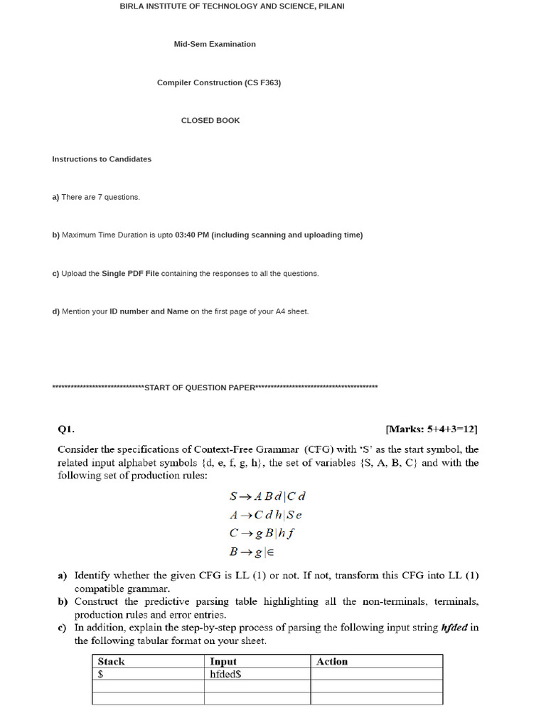 Midsem 2021(Solved) | PDF | Grammar | Syntax (Logic) Midsem 2021(Solved) | PDF | Grammar | Syntax (Logic)
