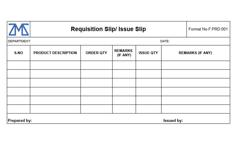 Requisition Slip - Sheet1 | PDF
