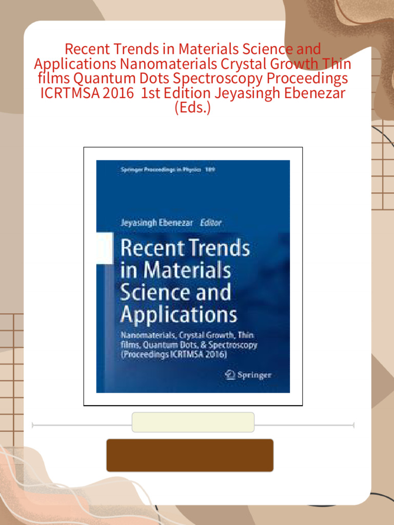 Recent Trends in Materials Science and Applications Nanomaterials Crystal Growth Thin films ...