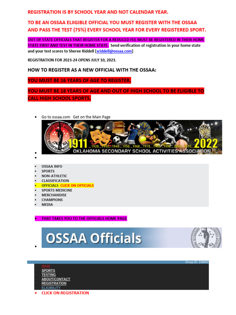 2023 24 HOW TO REGISTER AS A NEW OFFICIAL WITH THE OSSAA (1) .PDF ...
