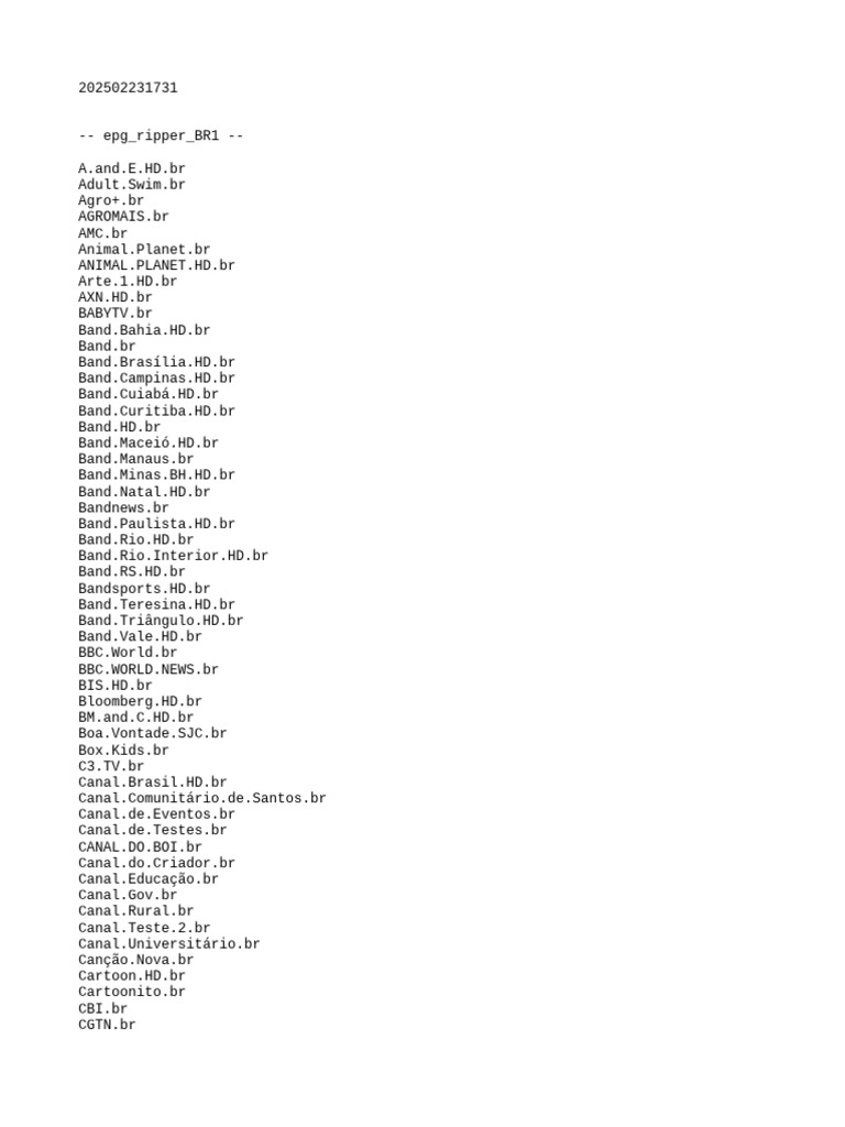 Lista de Canais EPG Brasil | PDF | Rede de televisão | Televisão