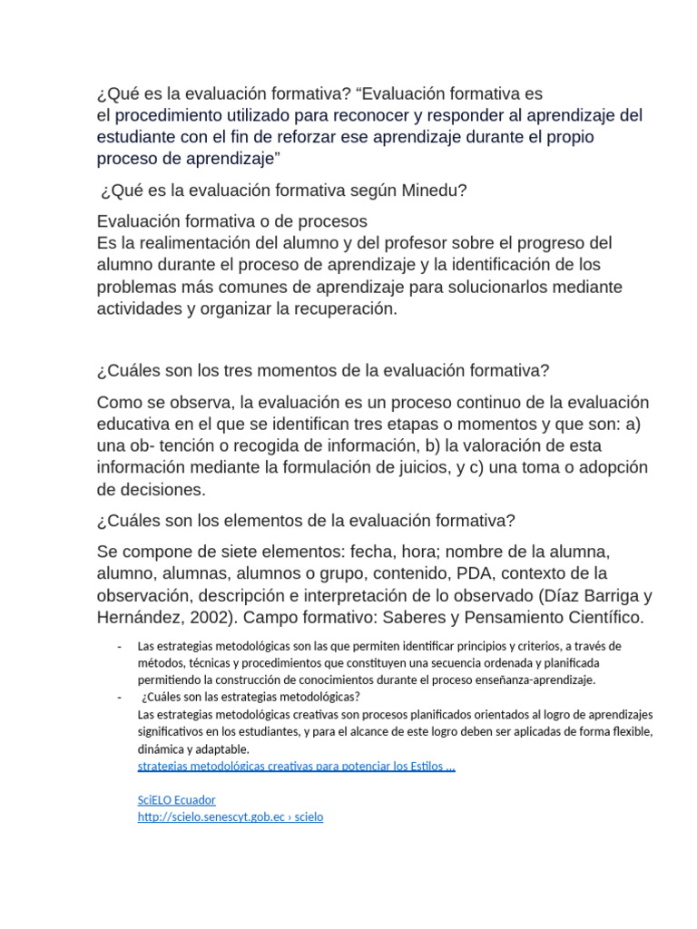Evaluacion Formativa | PDF | Evaluación | Aprendizaje