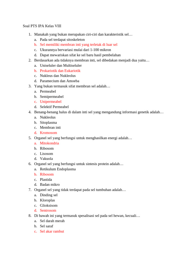 Soal Pts Ipa Kelas Viii Rev. | PDF