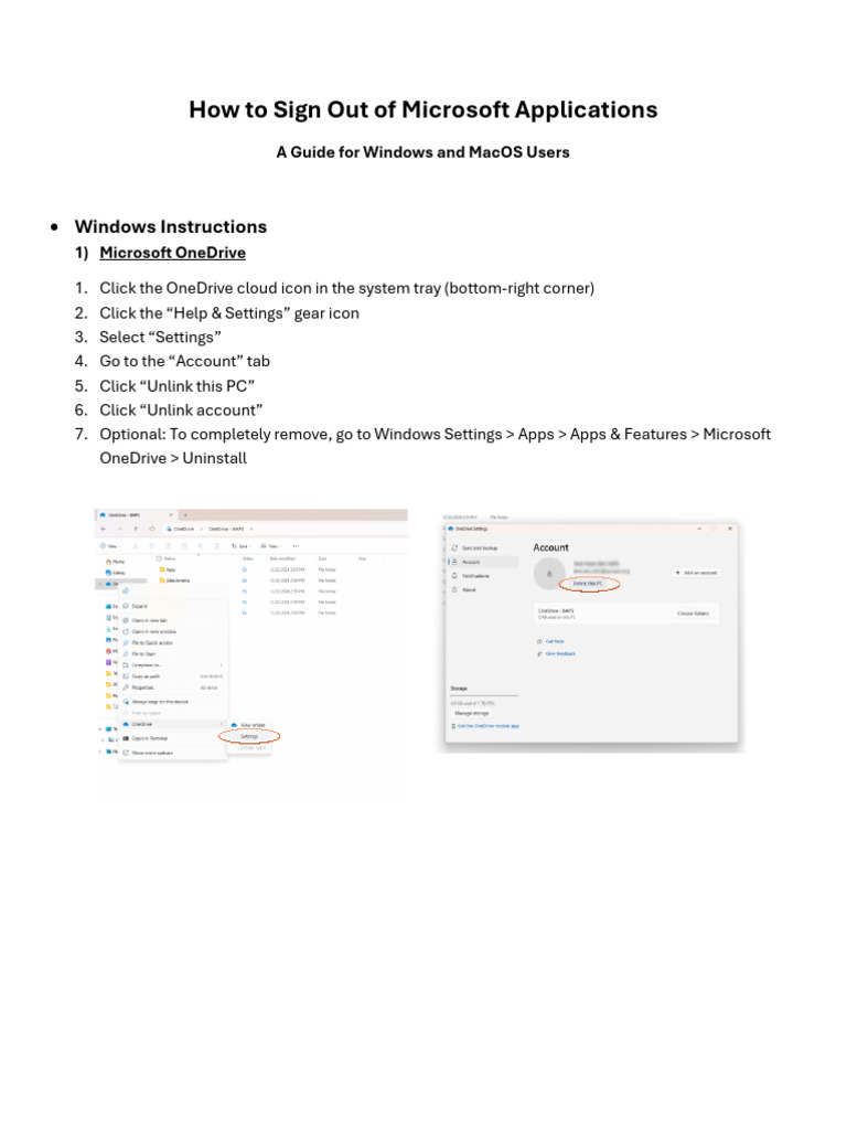 Microsoft Sign Out Instructions | PDF | Microsoft Office | Software