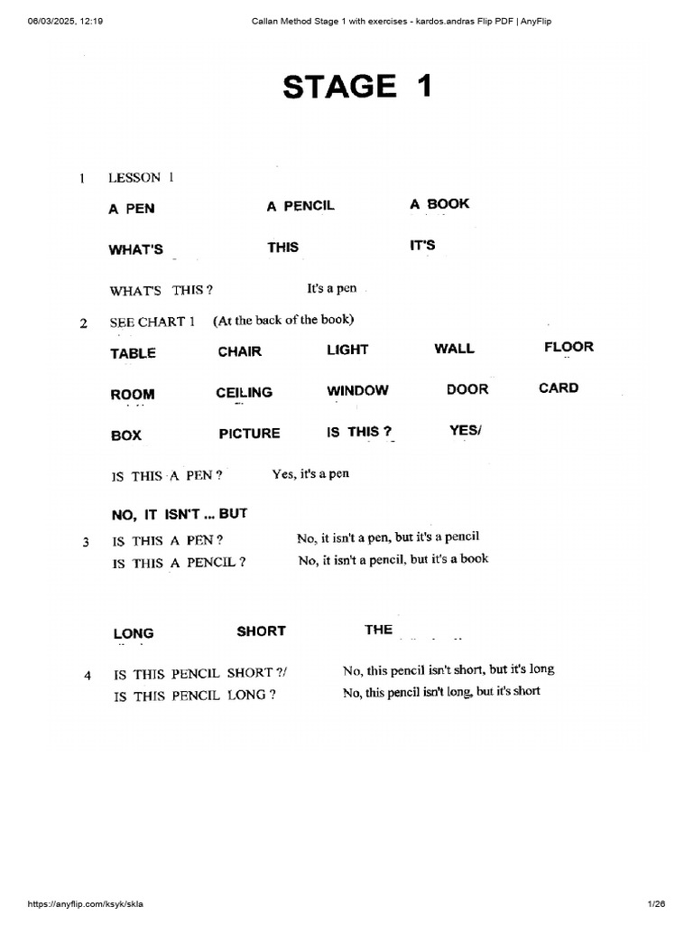 Callan Method Stage 1 With Exercises - Kardos - Andras Flip PDF ...