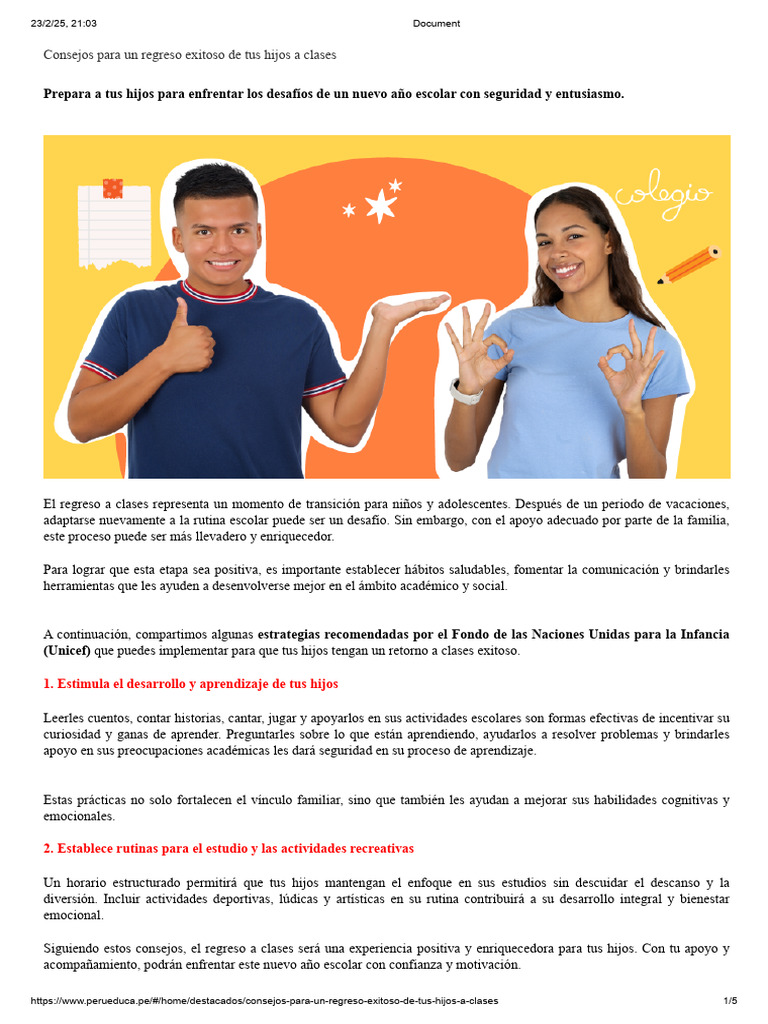 Consejos para un regreso a clases exitoso | PDF | Dormir | Aprendizaje