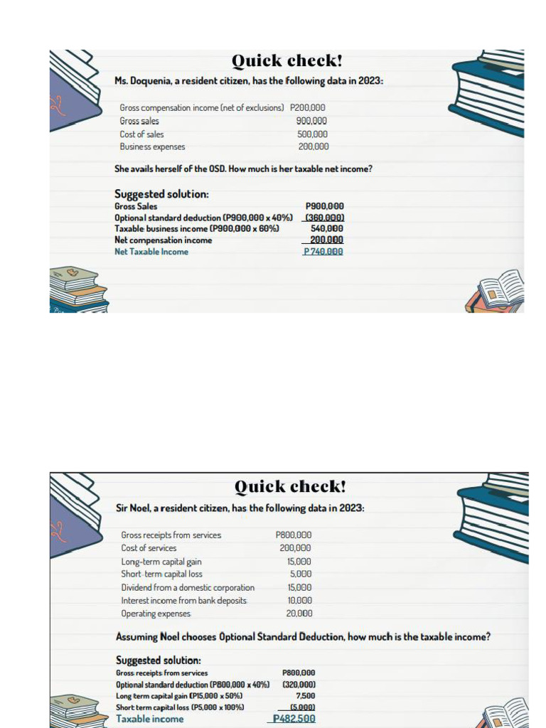 Allowable Deductions Quick Checks Illustrations 1 1 | PDF