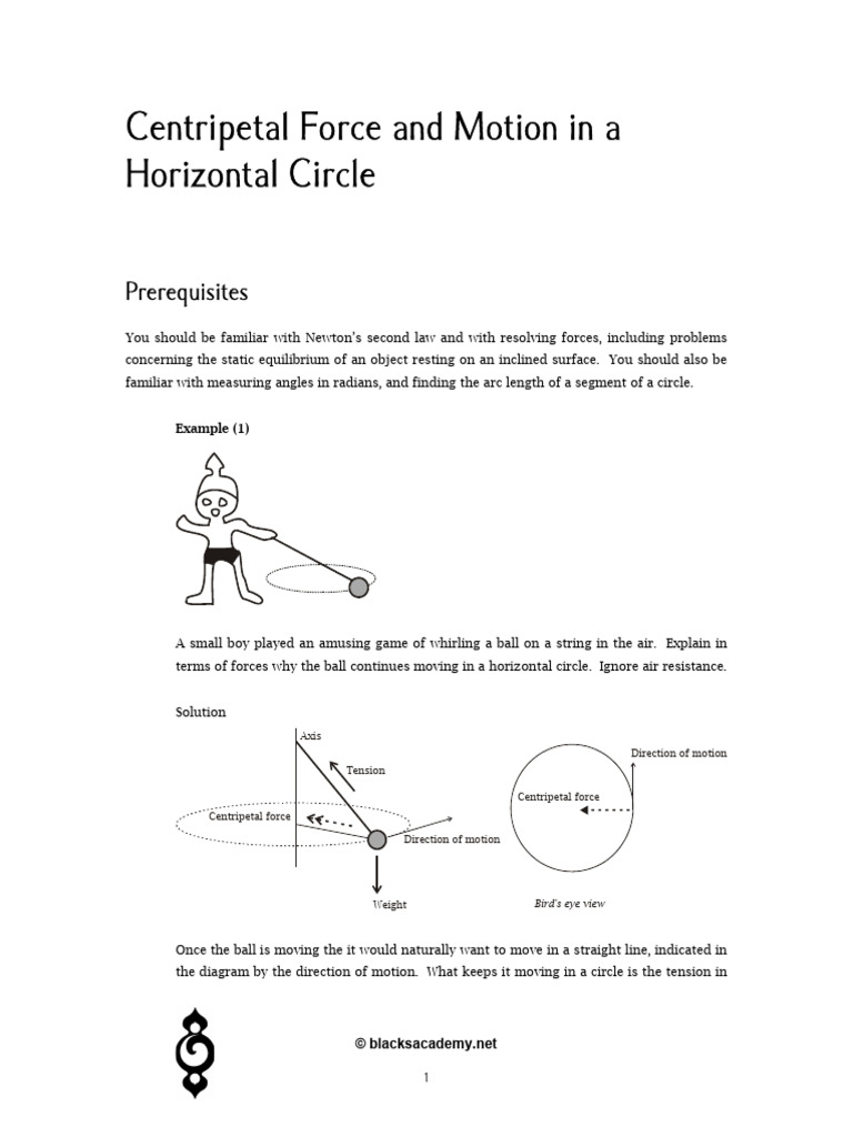 Centripetal Force Motion in a Horizontal Circle | PDF | Force | Acceleration