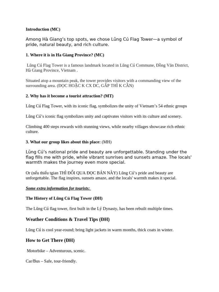 Introduction (MC) : Weather Conditions & Travel Tips (ĐH) | PDF