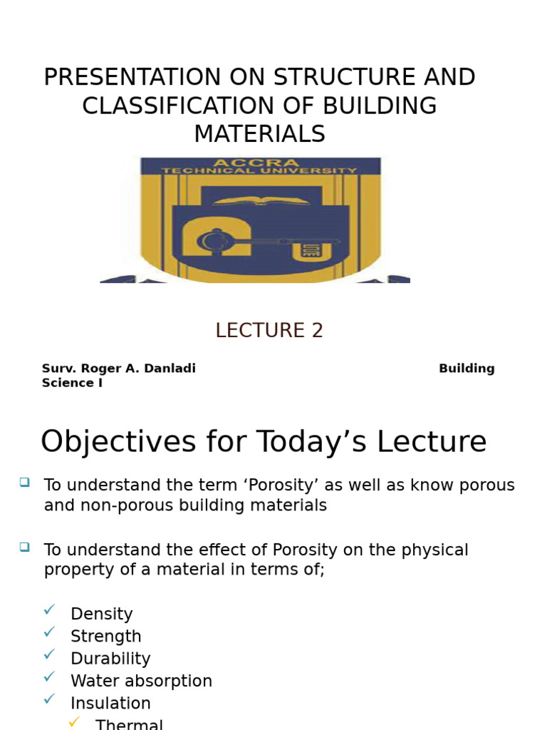 Lecture 1 - Structure Classification of Building Materials | PDF ...