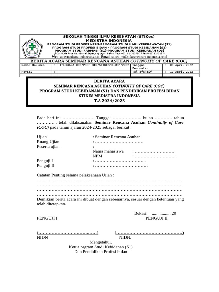 Seminar COC Program Studi Kebidanan | PDF