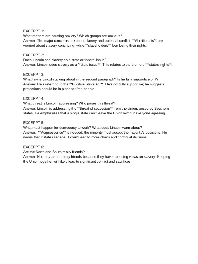 Lincoln's Views on Slavery and Secession | PDF